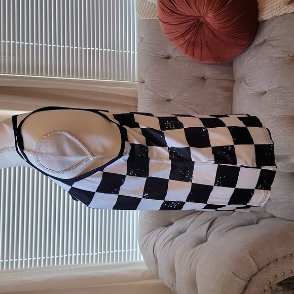 Source Unknown | Tops | Blackwhite Checkered Tank | Poshmark